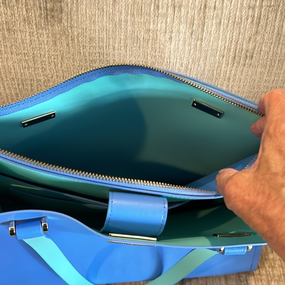 kate spade | Bags | Kate Spade Tote Shoulder Bag Blue Accent Of Green ...